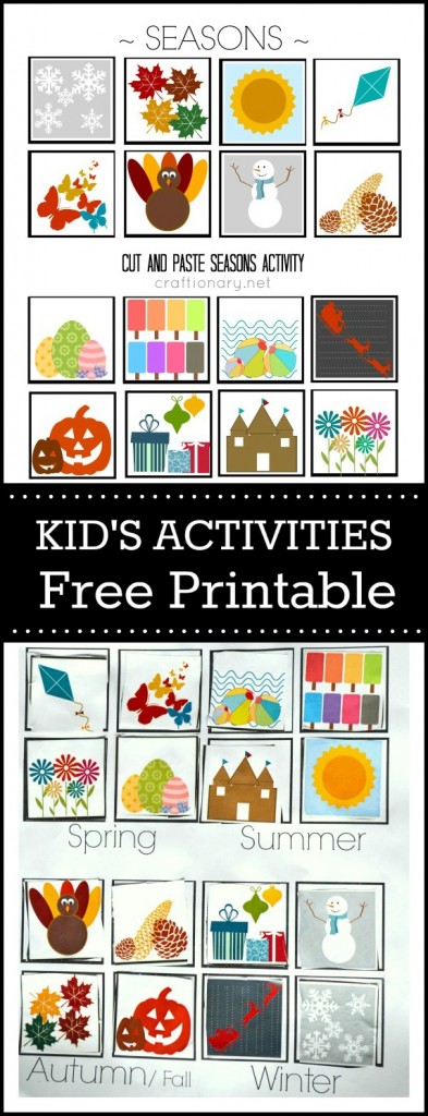Seasons Matching Free Printable (Cut and Paste) - Craftionary