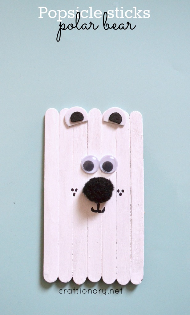 Popsicle Stick Polar Bear - Craftionary