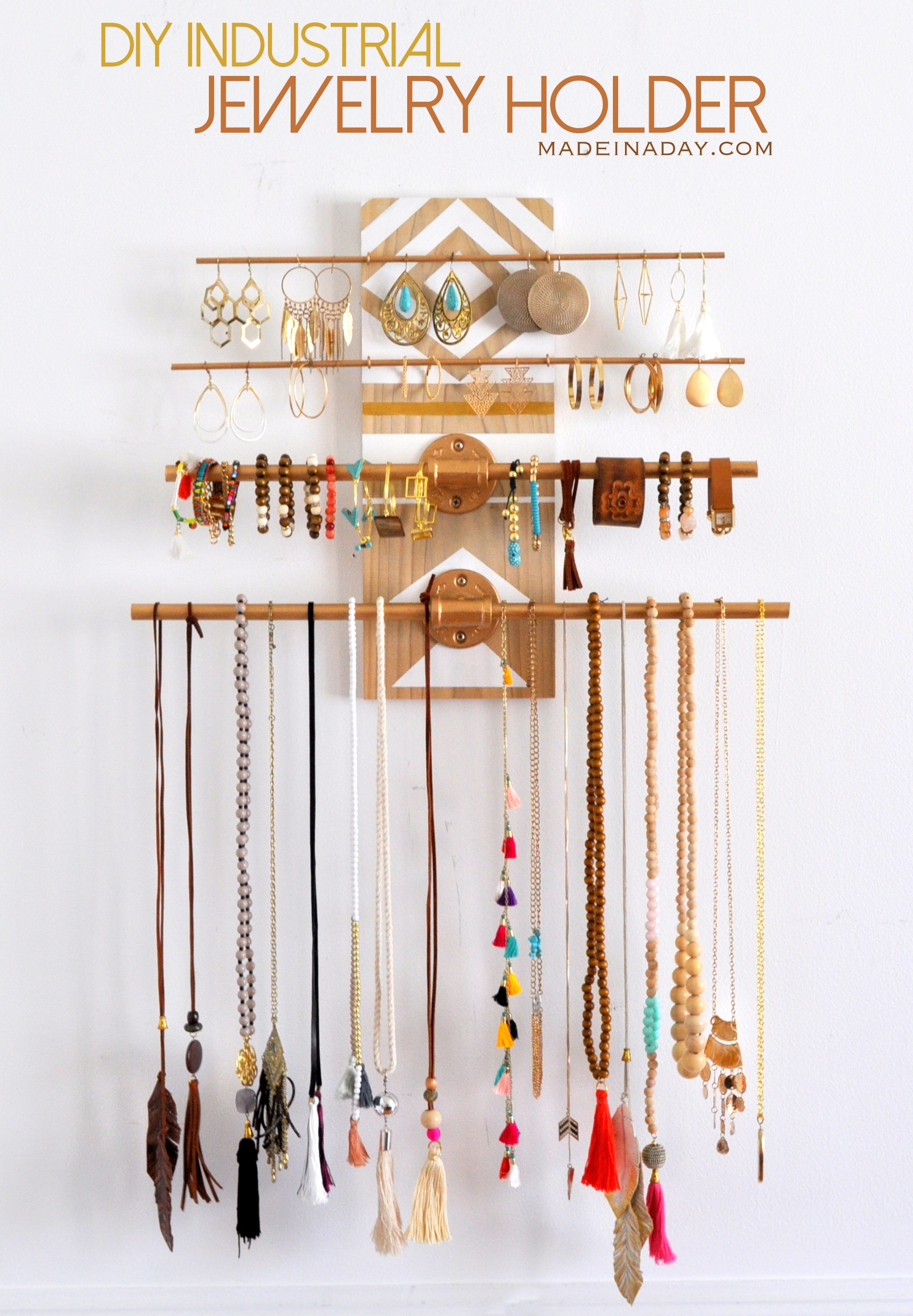 DIY-Industrial-Jewelry-Organizer-Rack - Craftionary