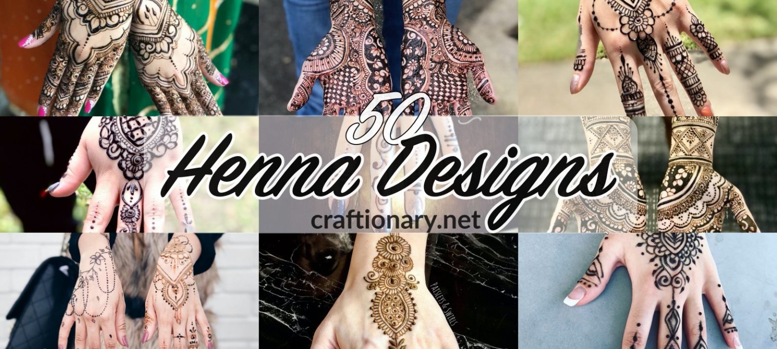 50 Henna Designs simple - easy bridal and party hand ideas