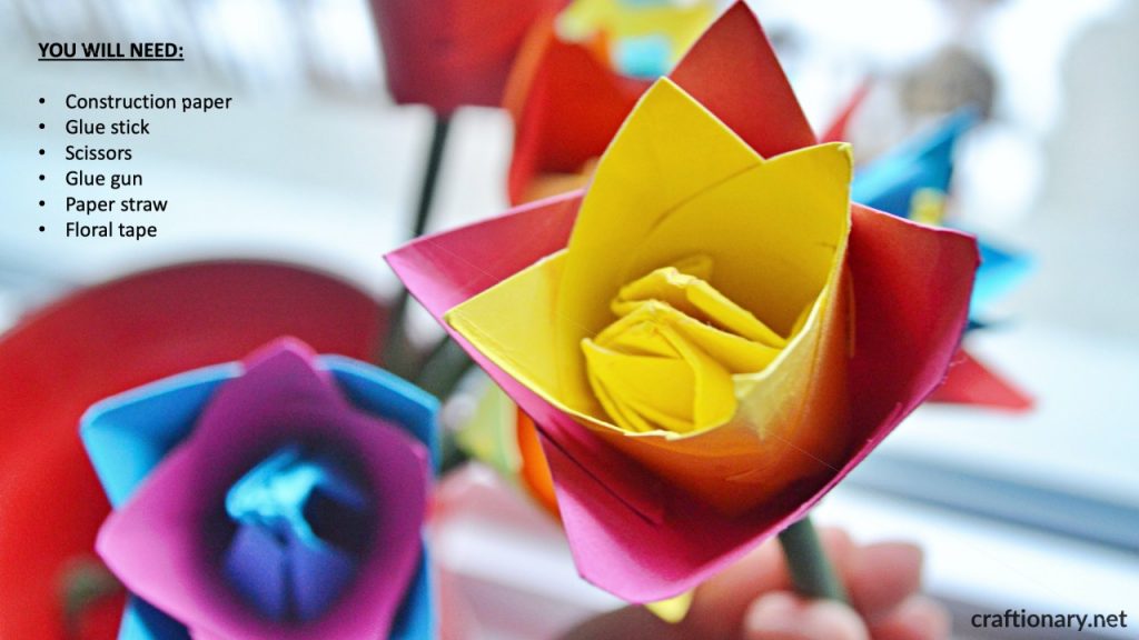 Origami tulip flower craft - Make stunning paper flowers