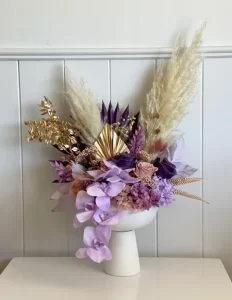 lavender-and-gold-flower-arrangement - Craftionary