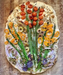 80 Focaccia Bread Art with herbs and vegetables (edible art) - Craftionary