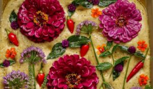 80 Focaccia Bread Art with herbs and vegetables (edible art) - Craftionary